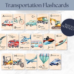 Transportation Alphabet Flash Cards A-Z Flashcard Printables Toddler ...
