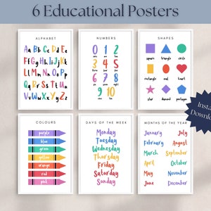 Educational Posters Set of 6 Homeschool Printables Classroom Printables ...