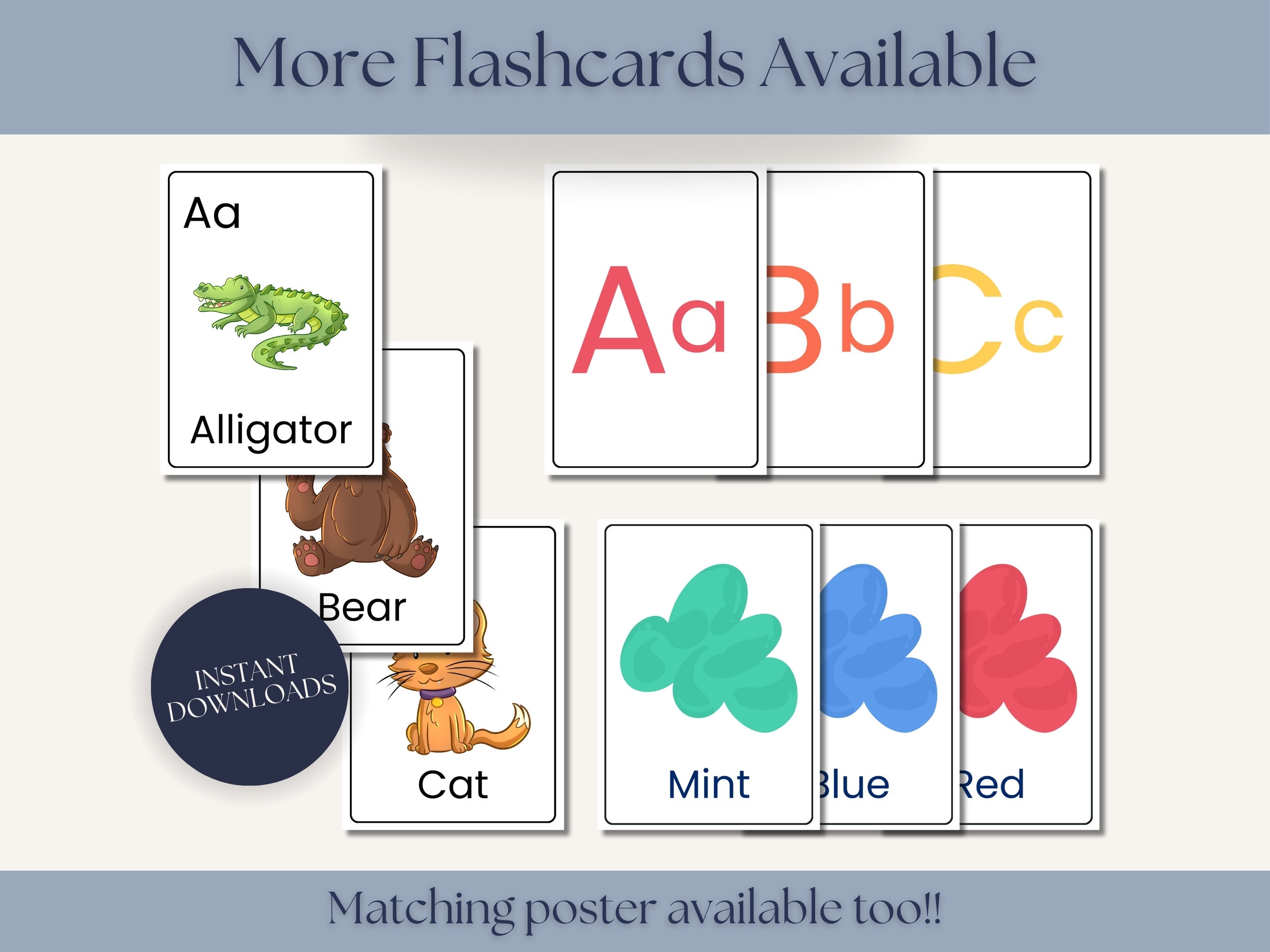 Alphabet Flash Card A-Z Flashcards Printables Toddler Flashcards ...