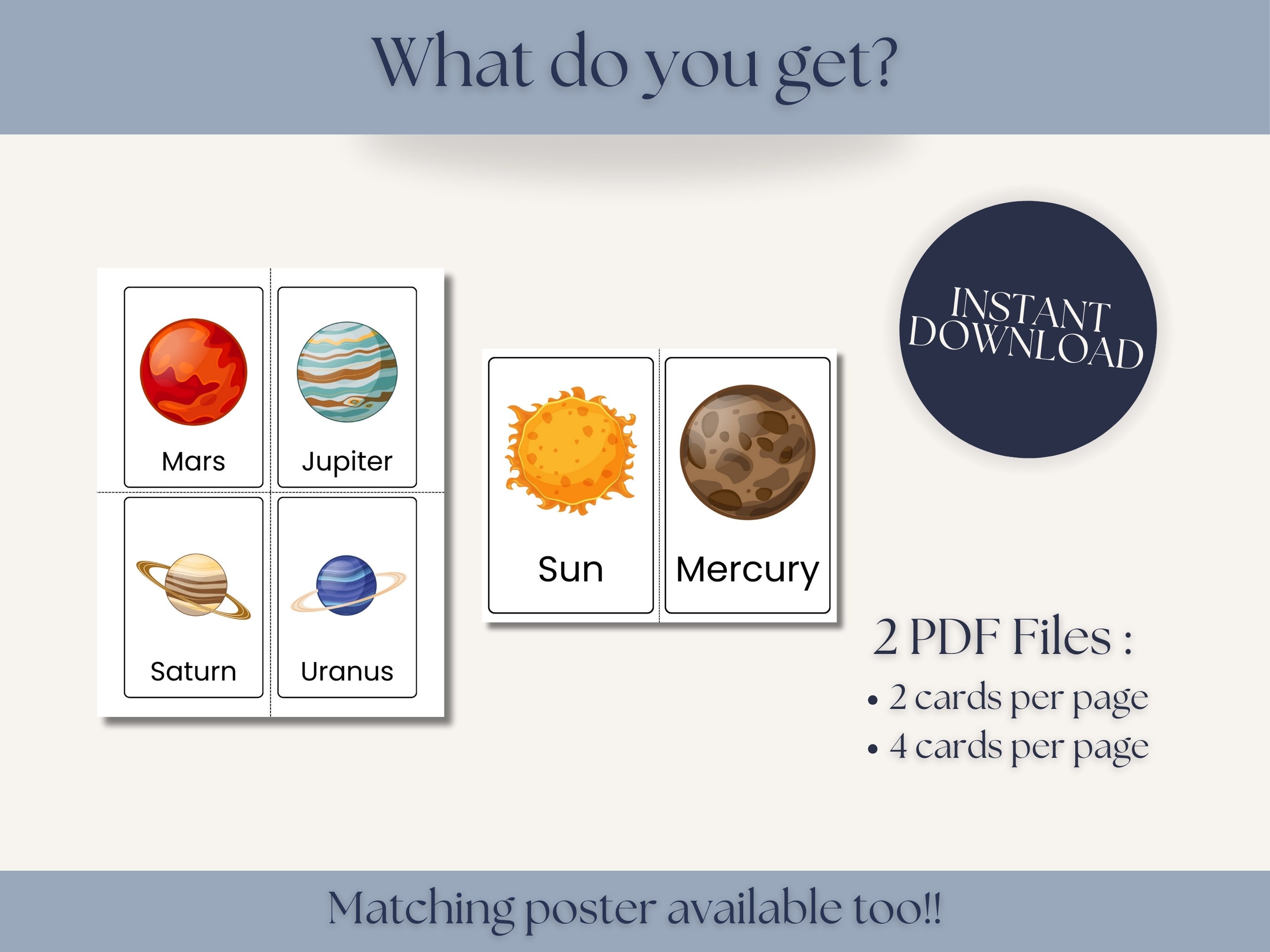 Solar System Flash Cards Printables Toddler Flashcards Educational ...