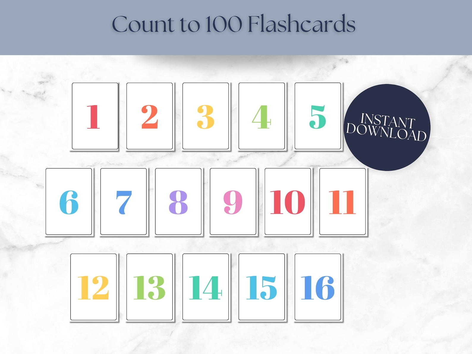 Numbers 1-100 Flash Cards Printables Toddler Cards Educational Cards ...