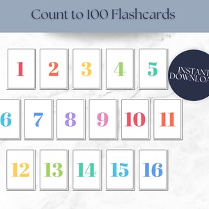 Numbers 1-100 Flash Cards Printables Toddler Cards Educational Cards ...