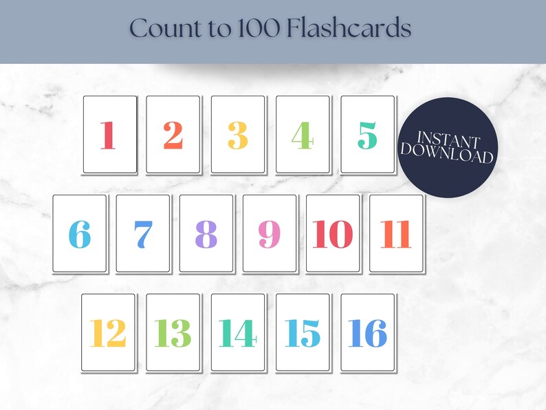 Numbers 1-100 Flash Cards Printables Toddler Cards Educational Cards ...