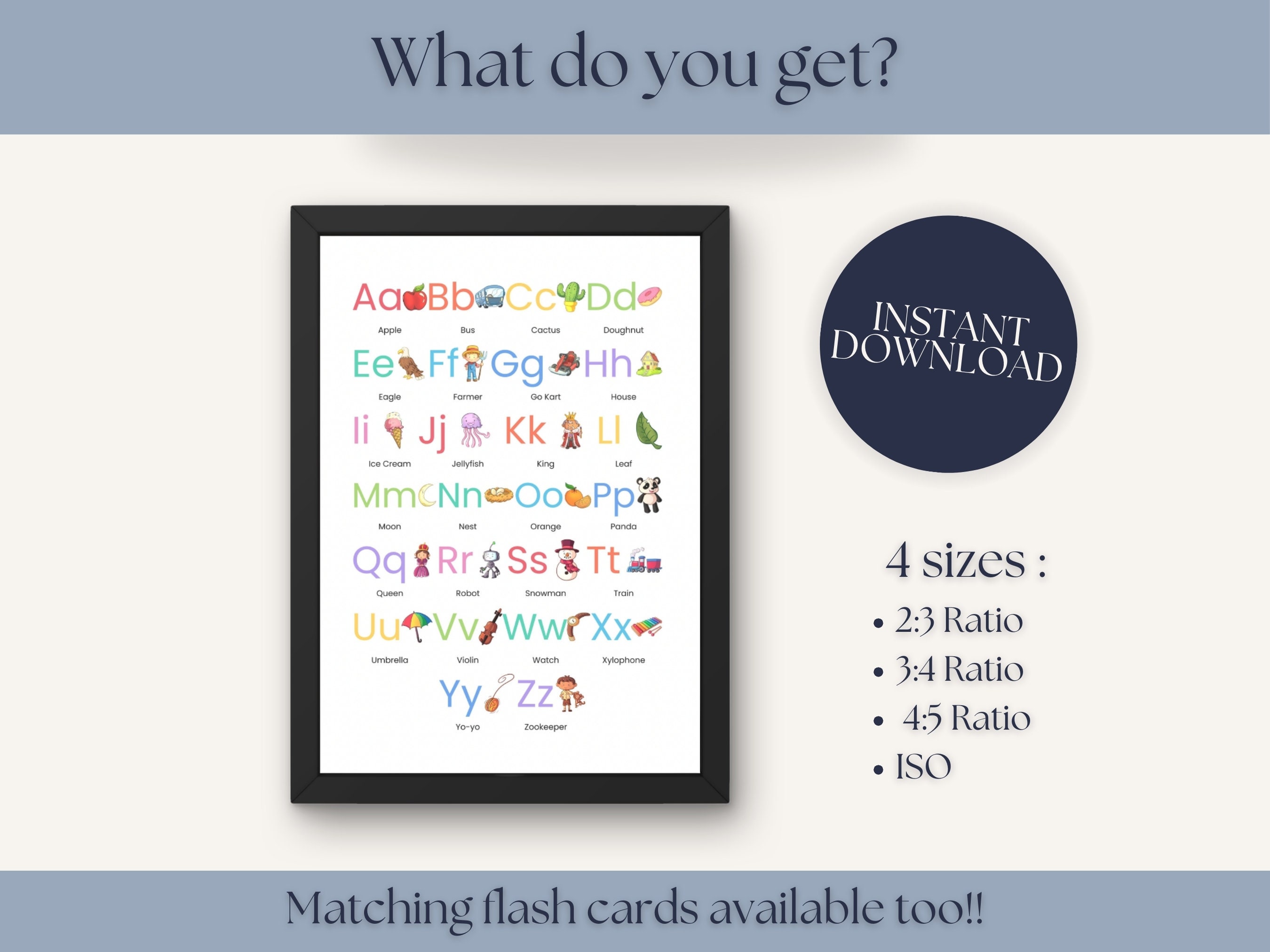 Alphabet Educational Poster A-Z Poster Printable Montessori Learning ...