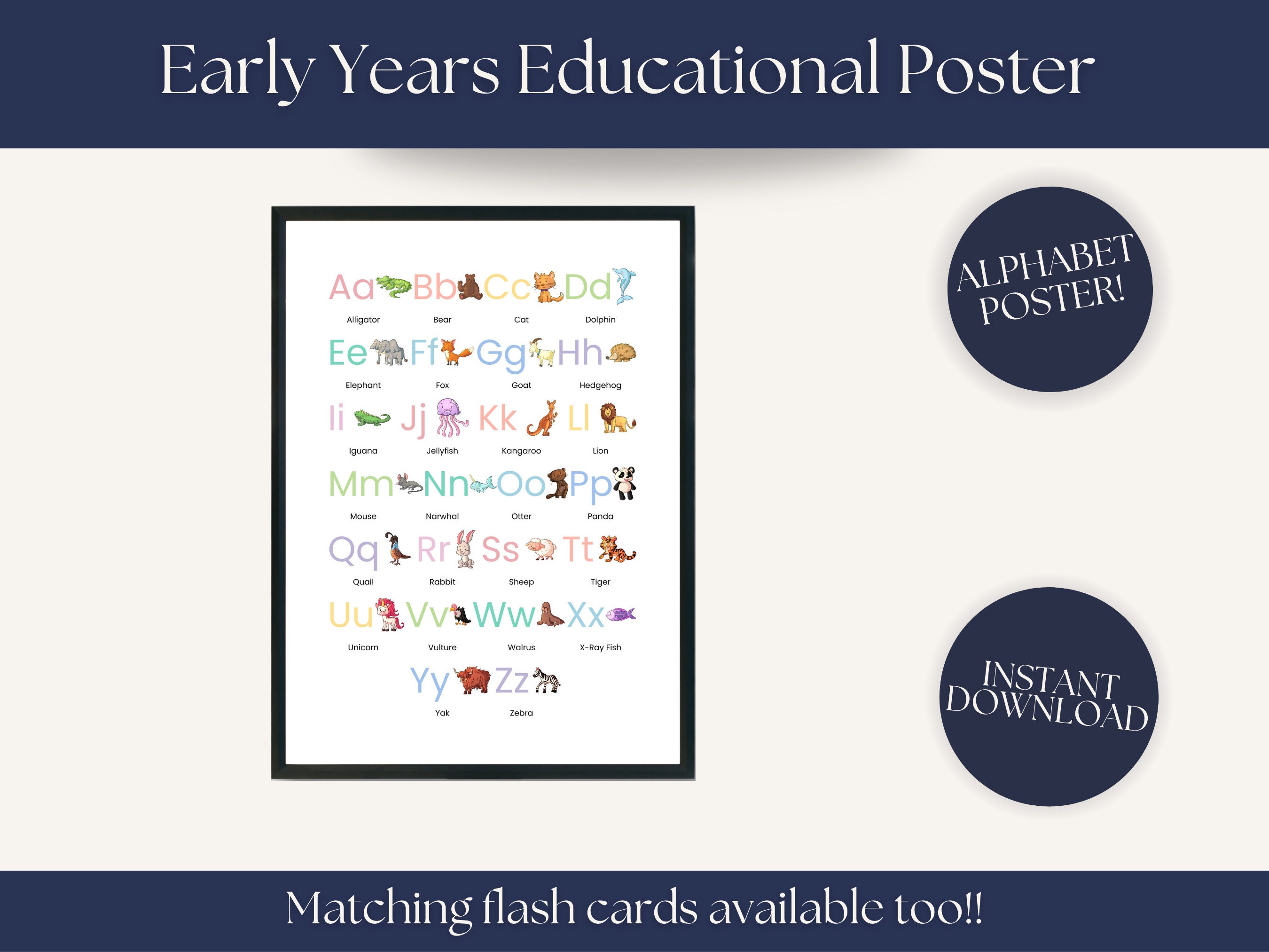Animal Alphabet Educational Poster A-Z Poster Printable - Etsy