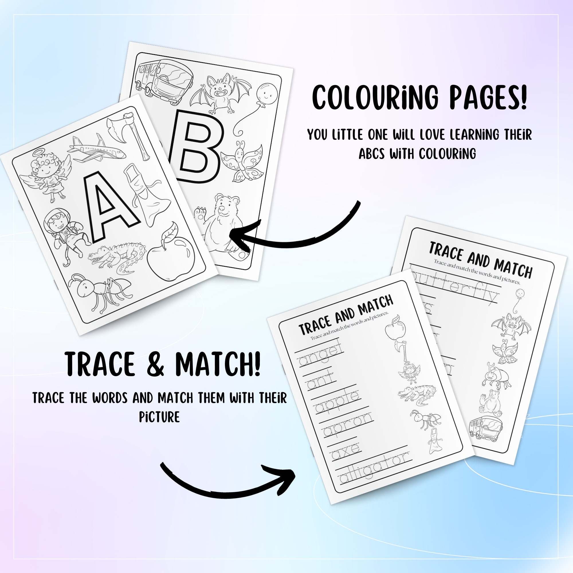 Learn the Alphabet Workbook, Alphabet Worksheet, ABC Tracing Worksheet ...