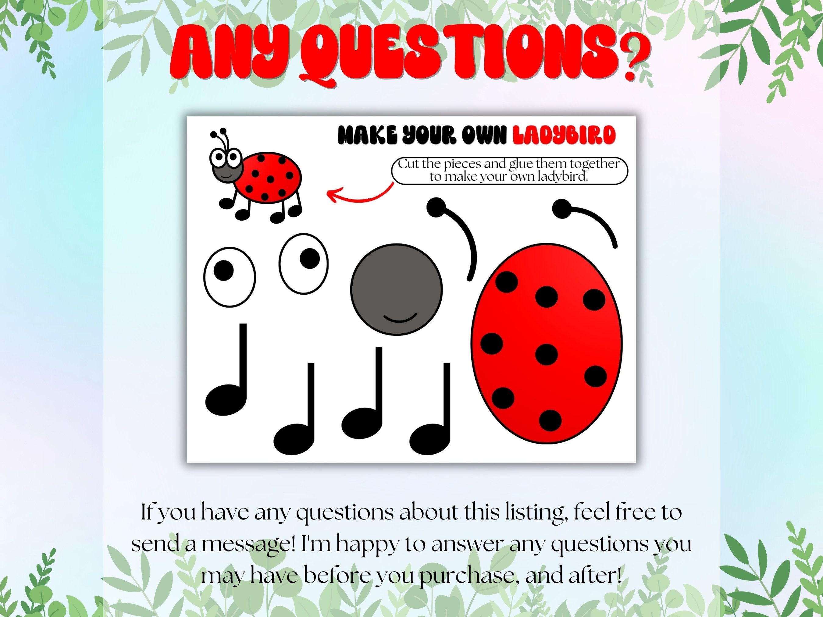Ladybird Cut and Glue Craft for Kids Indoor Activity Fine Motor Skills ...