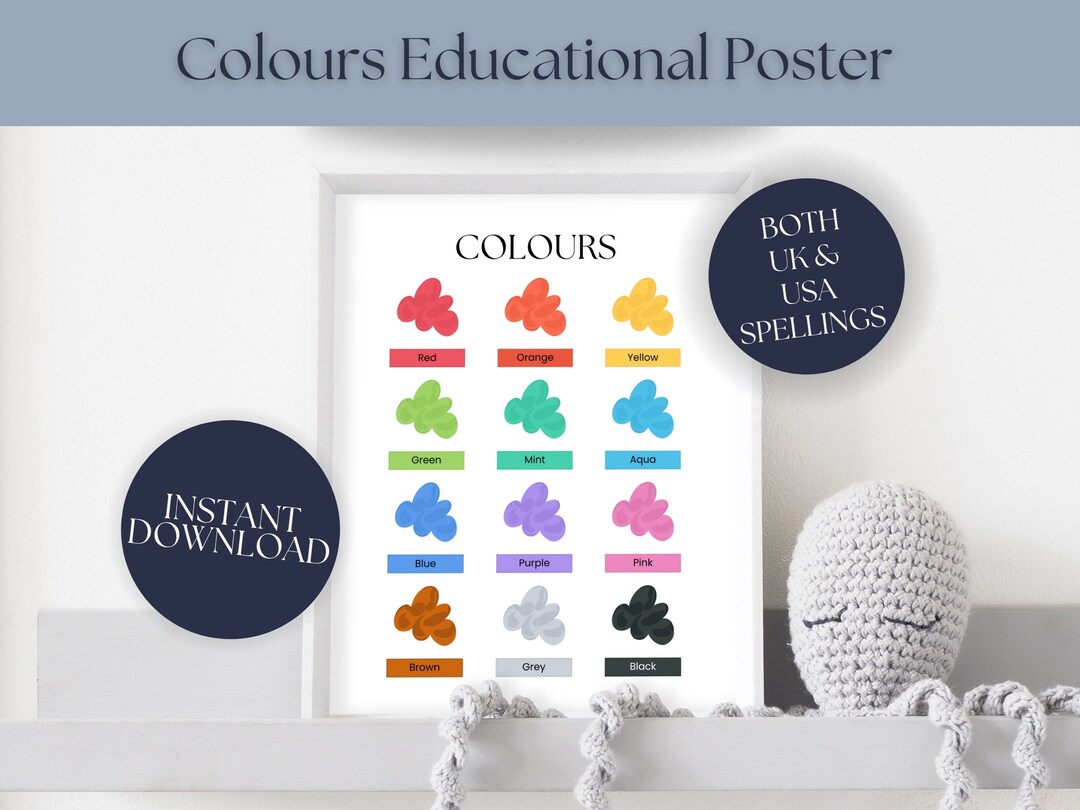 Colour Educational Poster A-Z Poster Printable Montessori Learning ...