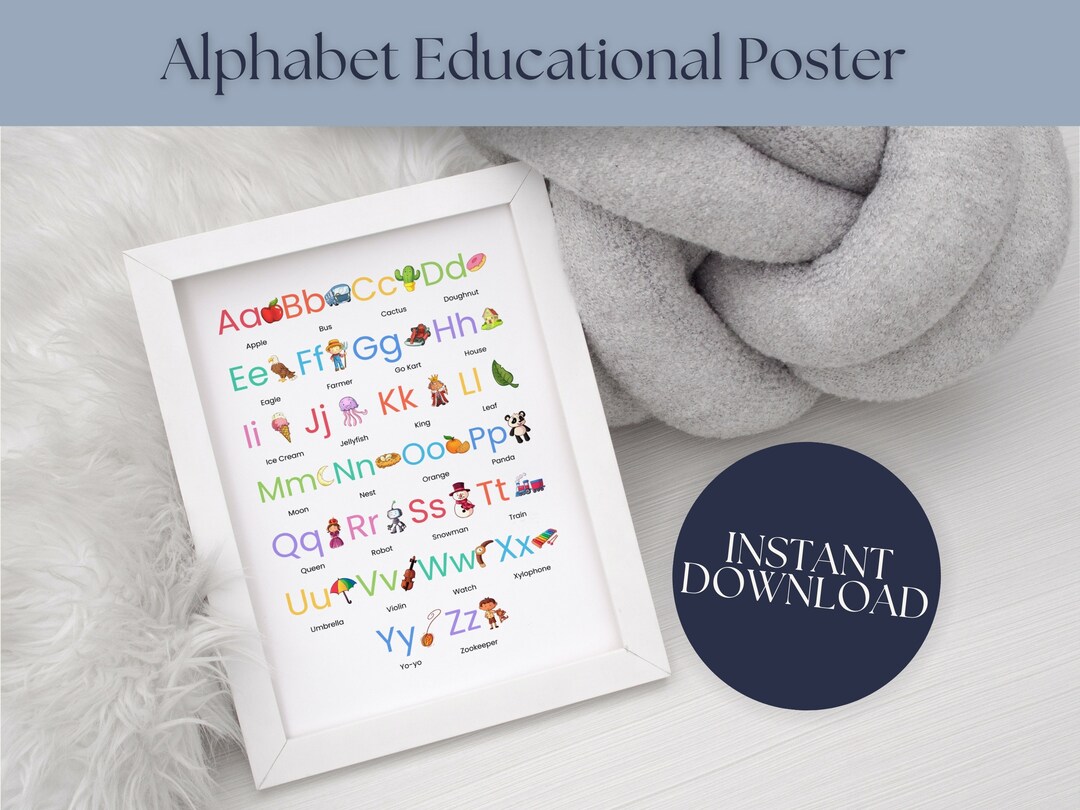 Alphabet Educational Poster A-Z Poster Printable Montessori Learning ...
