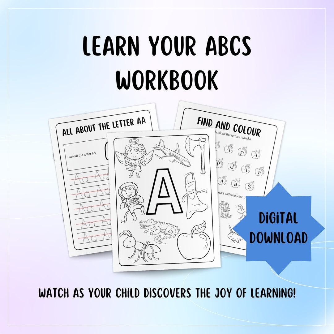 Learn the Alphabet Workbook, Alphabet Worksheet, ABC Tracing Worksheet ...
