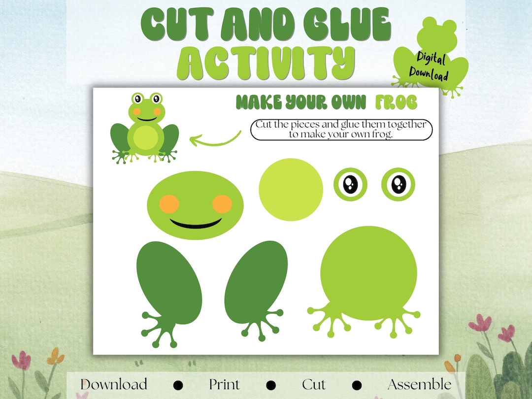 Frog Cut and Glue Craft for Kids Indoor Activity Fine Motor Skills ...