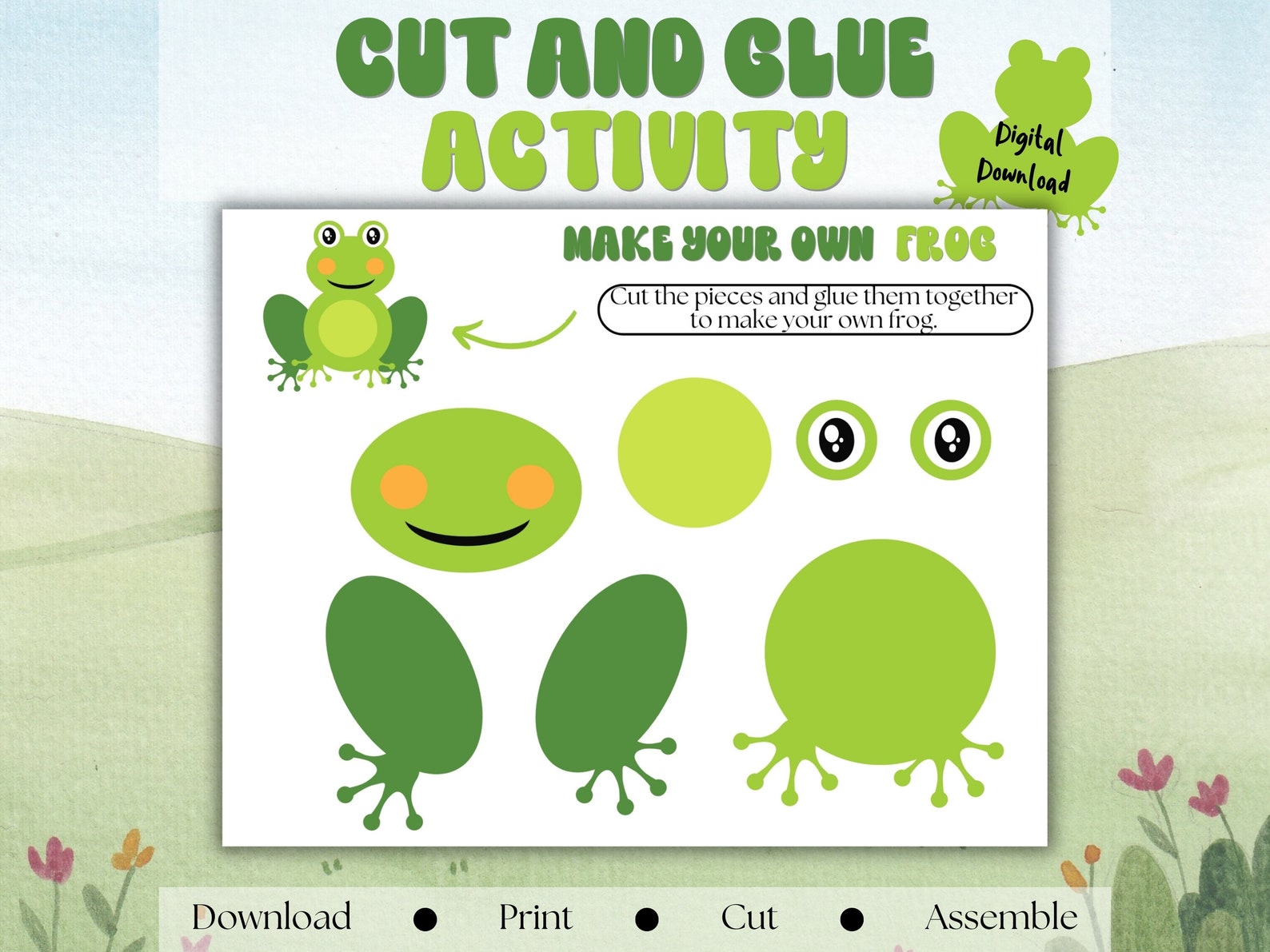 Frog Cut and Glue Craft for Kids Indoor Activity Fine Motor Skills ...