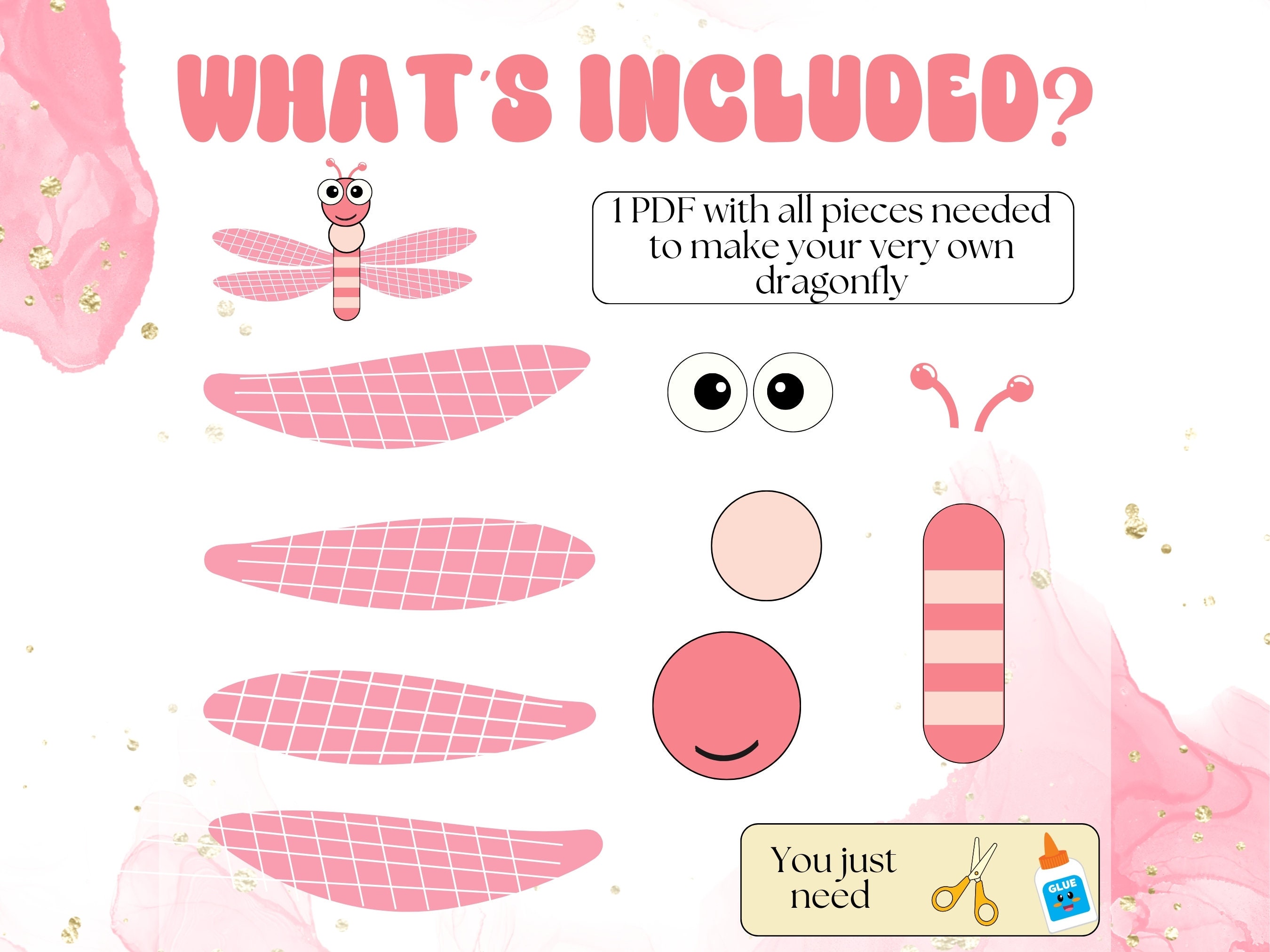 Dragonfly Cut and Glue Craft for Kids Indoor Activity Fine Motor Skills ...