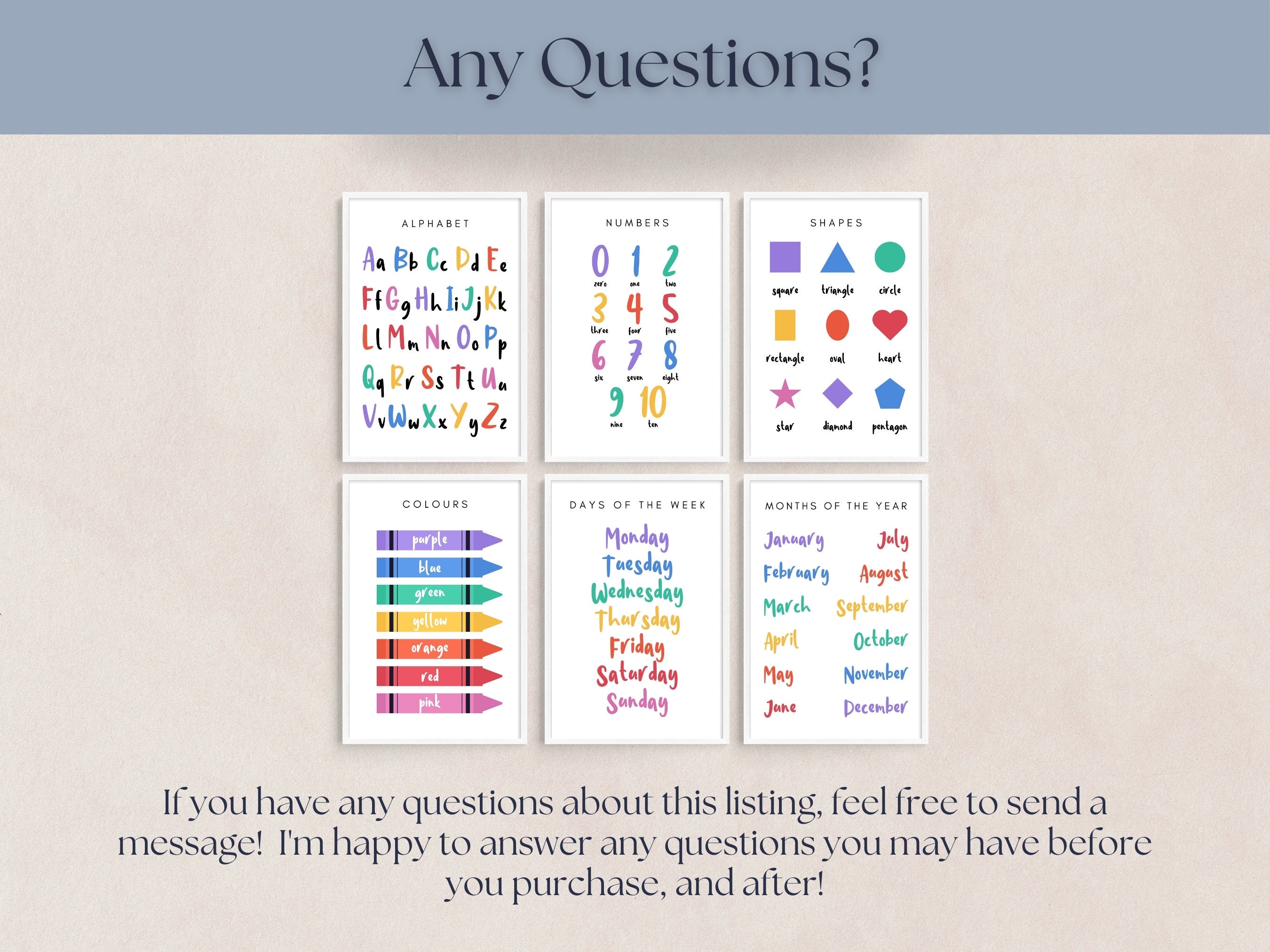 Educational Posters Set of 6 Homeschool Printables Classroom Printables ...