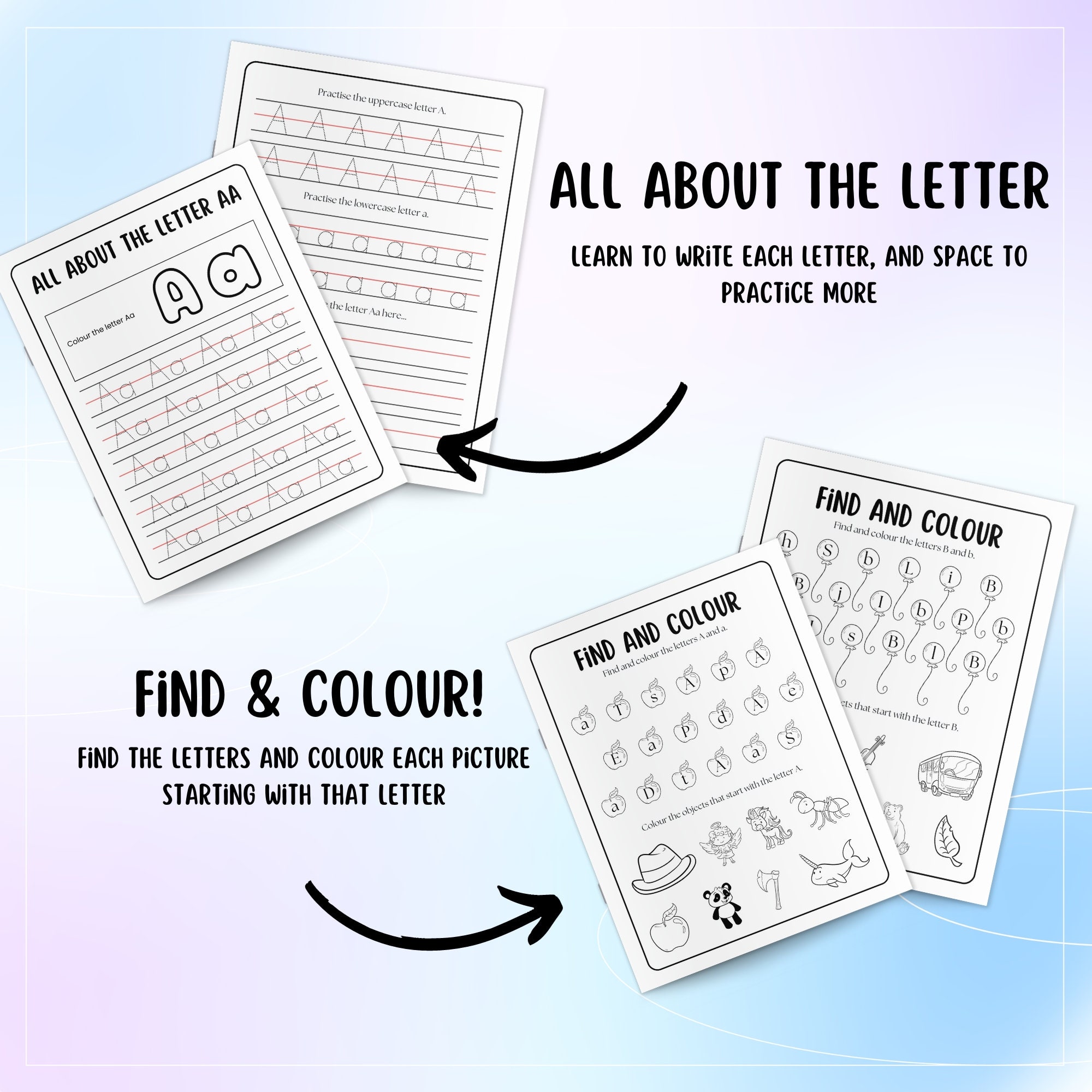 Learn the Alphabet Workbook, Alphabet Worksheet, ABC Tracing Worksheet ...