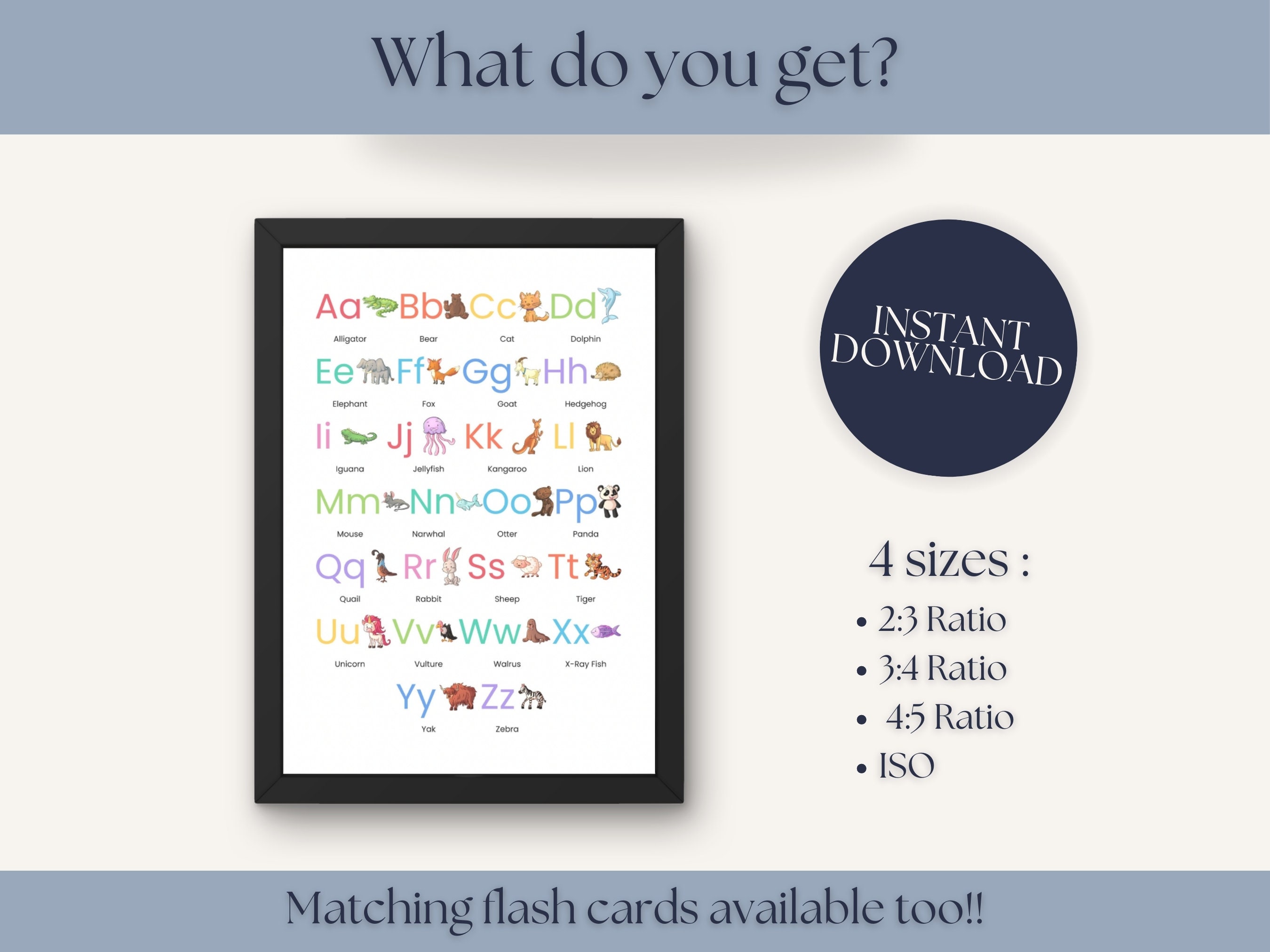 Animal Alphabet Educational Poster A-Z Poster Printable Montessori ...