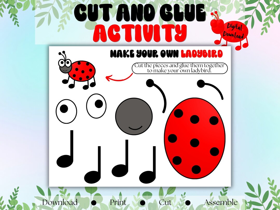 Ladybird Cut and Glue Craft for Kids Indoor Activity Fine Motor Skills ...