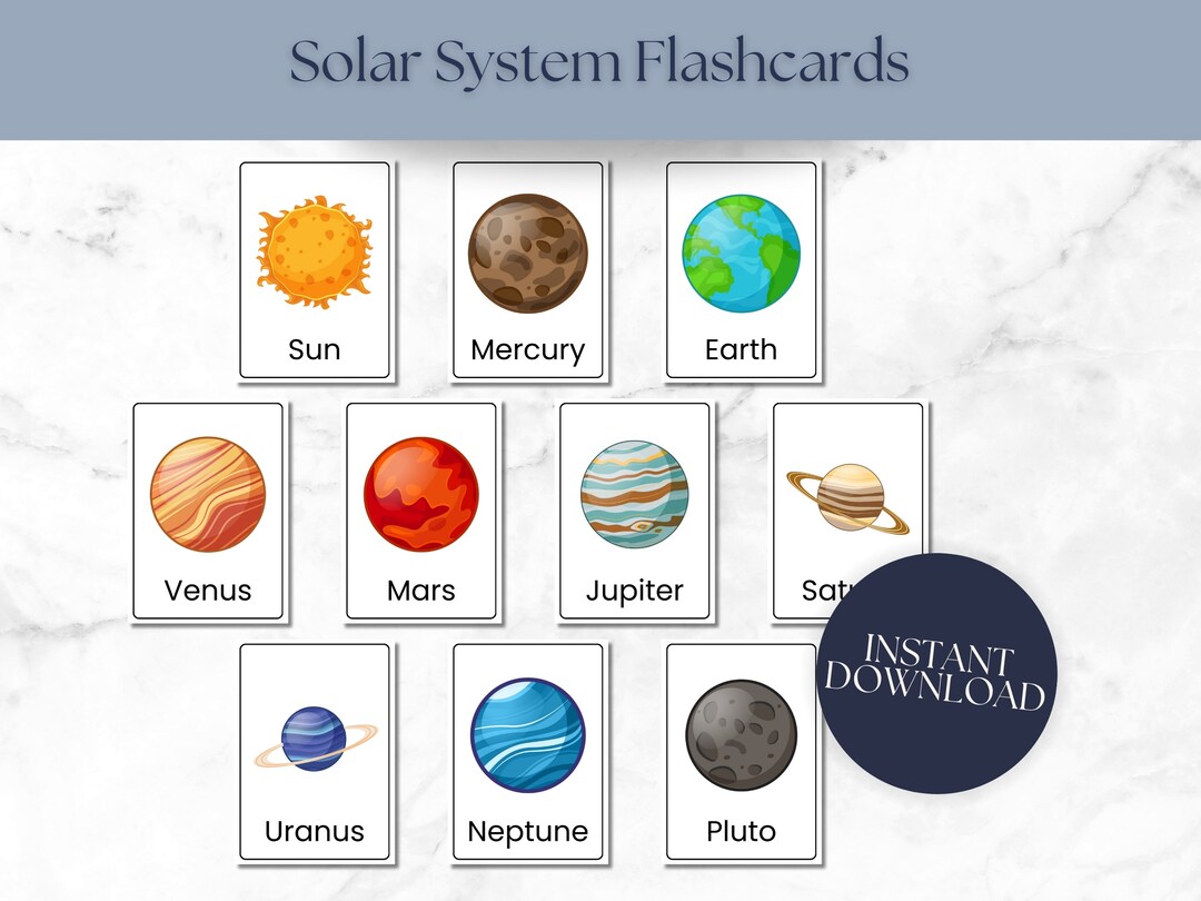 Solar System Flash Cards Printables Toddler Flashcards Educational ...