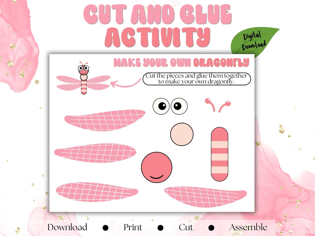 Dragonfly Cut and Glue Craft for Kids Indoor Activity Fine Motor Skills ...