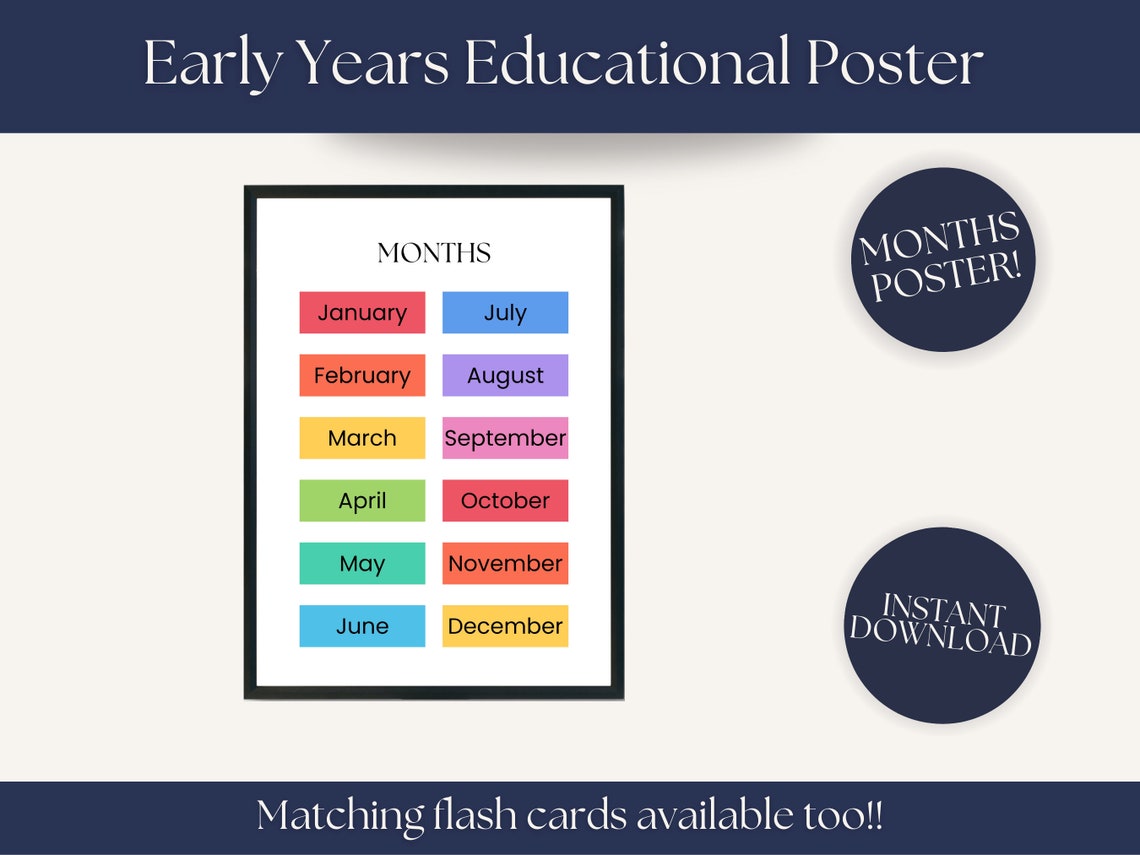 Months of the Year Educational Poster Printable Montessori - Etsy UK