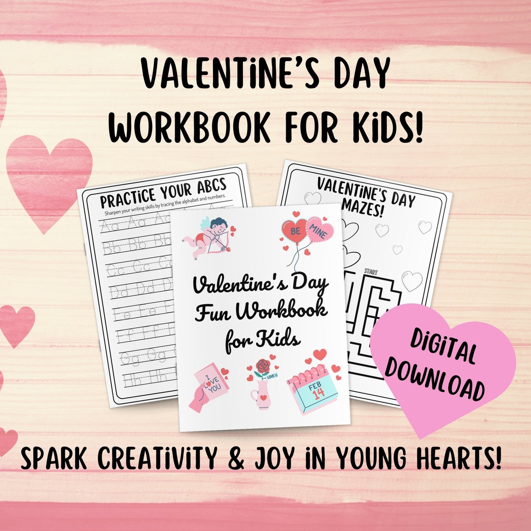 Printable Valentine's Day Workbook: ABC 123 Activity Pack (digital ...