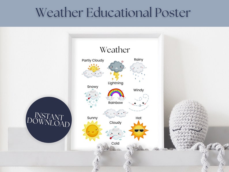 Weather Educational Poster Printable Montessori Learning Digital ...