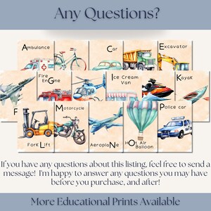 Transportation Alphabet Flash Cards A-Z Flashcard Printables Toddler ...