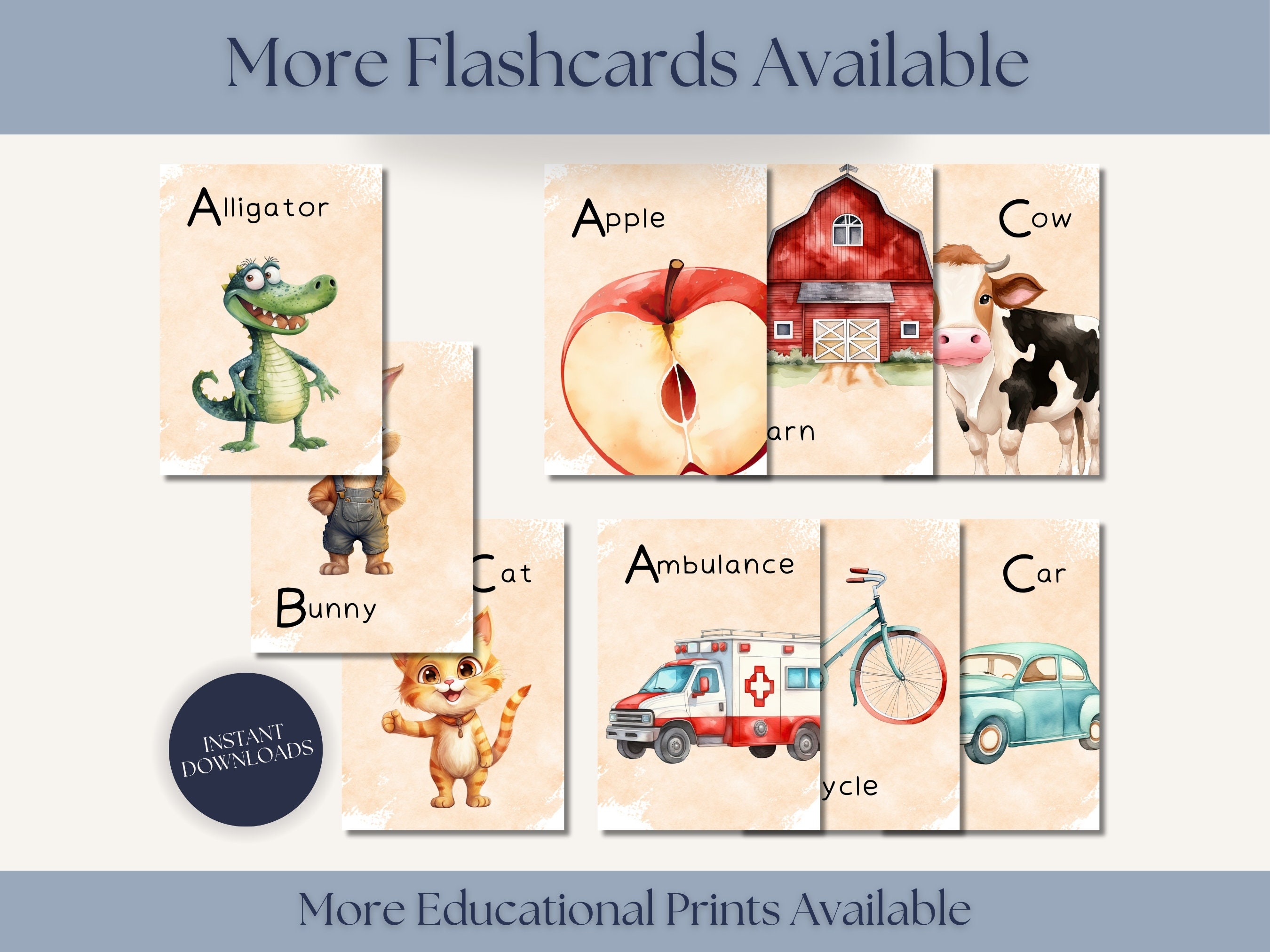 Transportation Alphabet Flash Cards A-Z Flashcard Printables Toddler ...