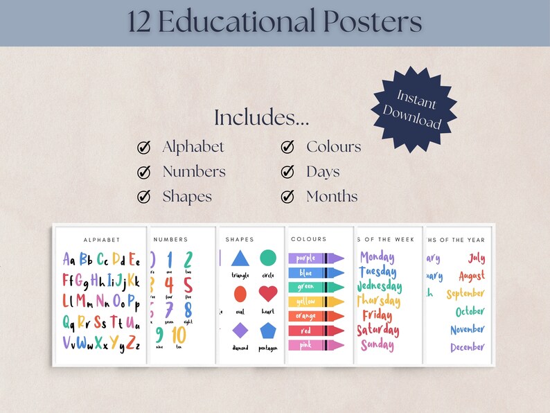 Educational Posters Set of 6 Homeschool Printables Classroom Printables ...