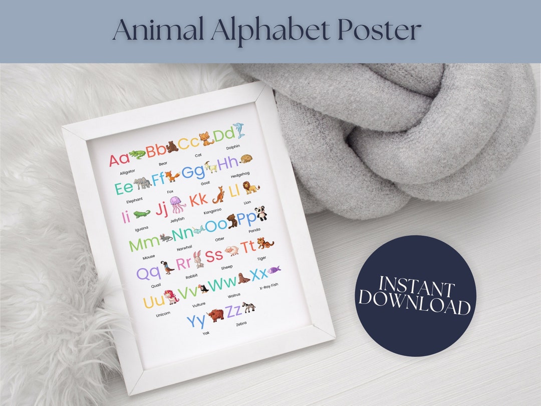 Animal Alphabet Educational Poster A-Z Poster Printable Montessori ...