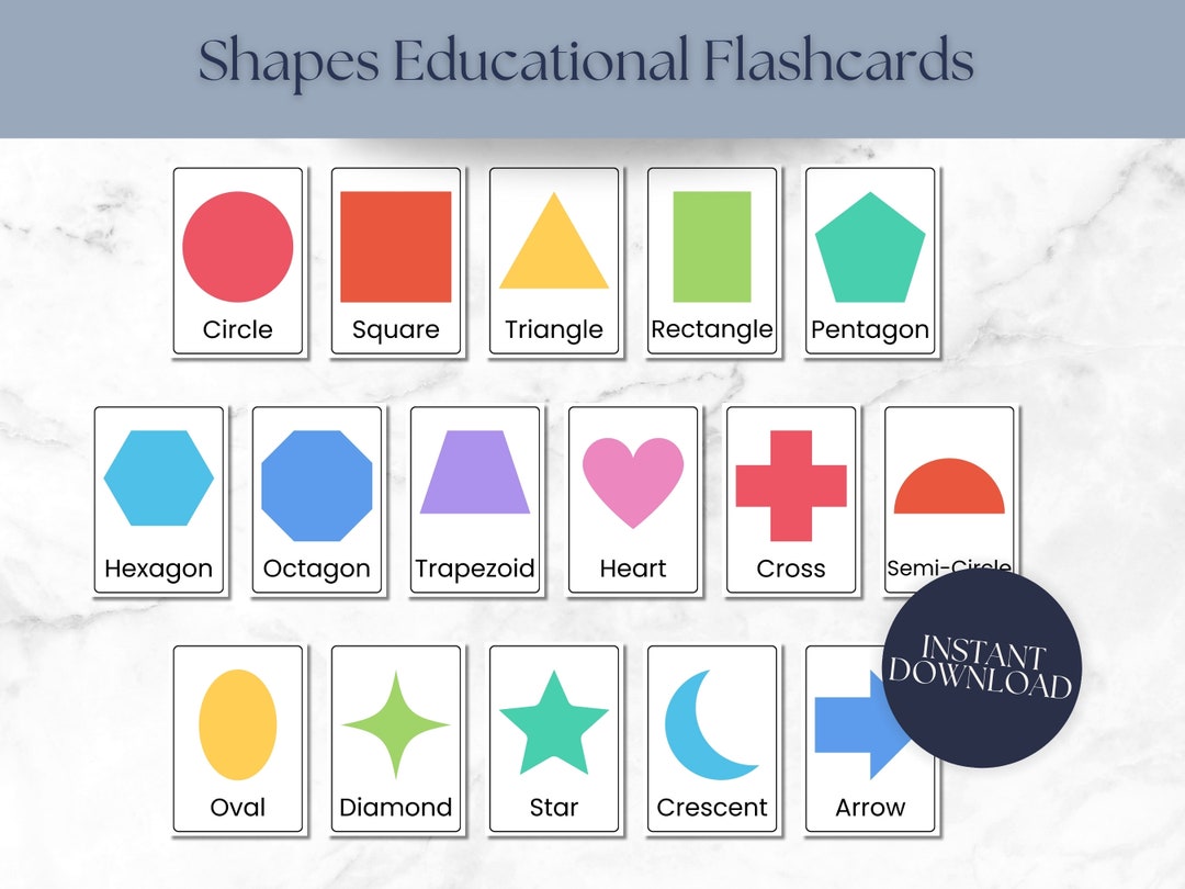 Shapes Flash Cards Geometric Shapes Flashcard Printables Toddler ...