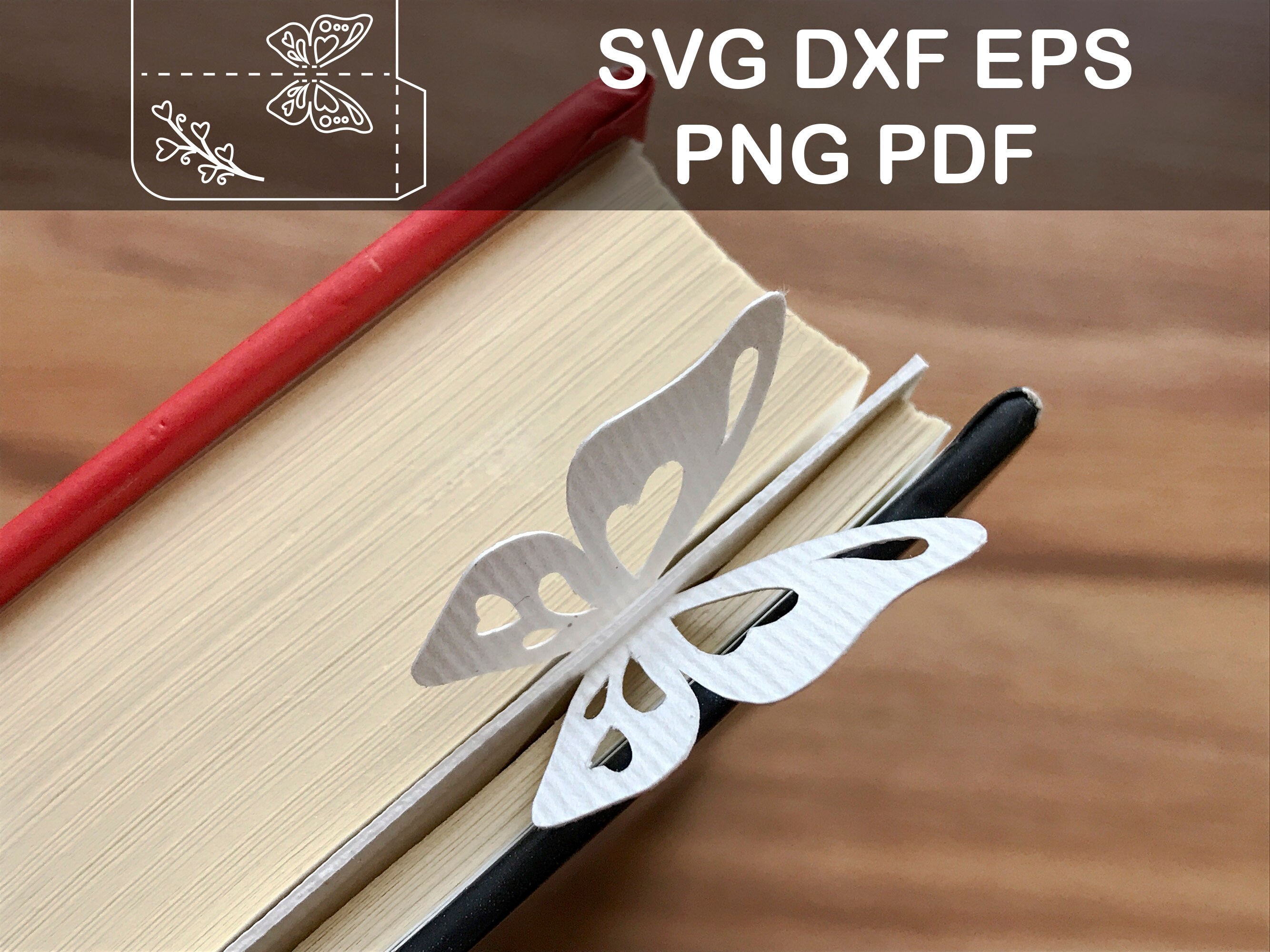 Bookmark SVG Cut File / Corner Bookmark Pattern / Butterfly Heart ...