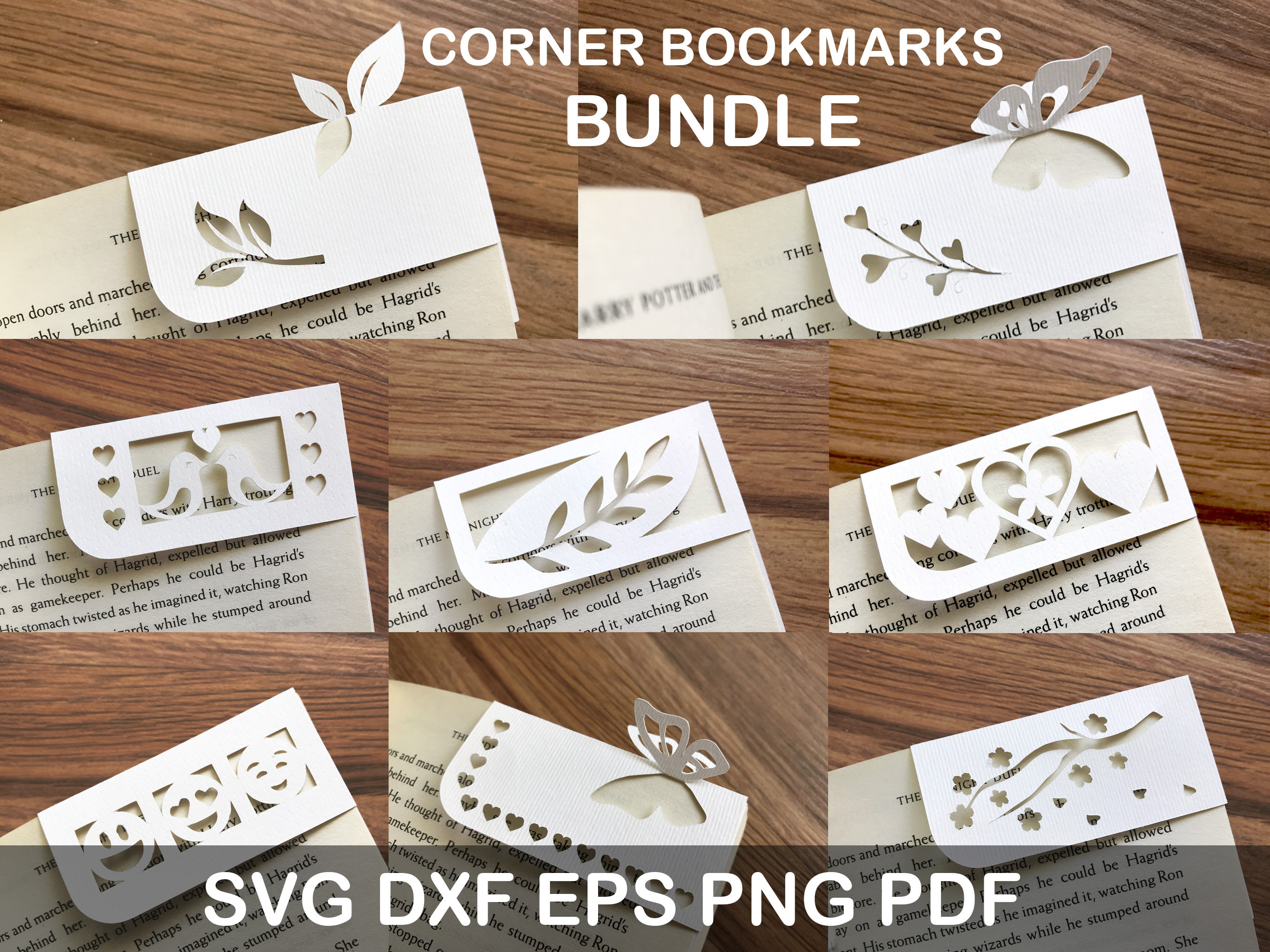 Bookmark SVG Cut File Bundle / 8 Corner Bookmark Patterns - Etsy
