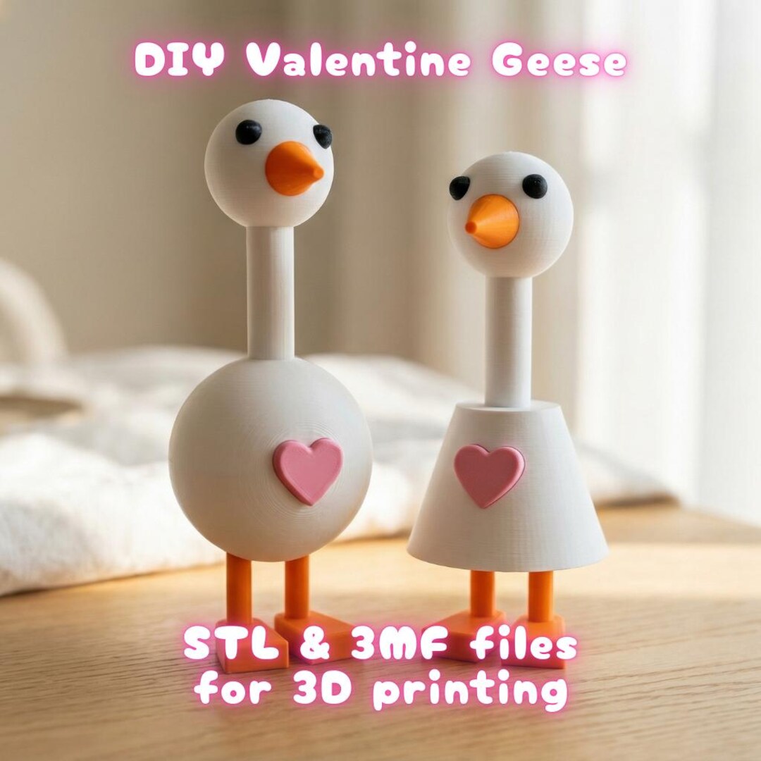 Goose Valentine STL & 3MF | Cute Goose Couple 3D Print | Valentine Gift ...