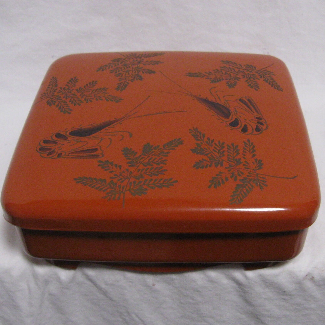 Hand Painted Bento Box Lacquerware Mid Century Japan Collectible ...