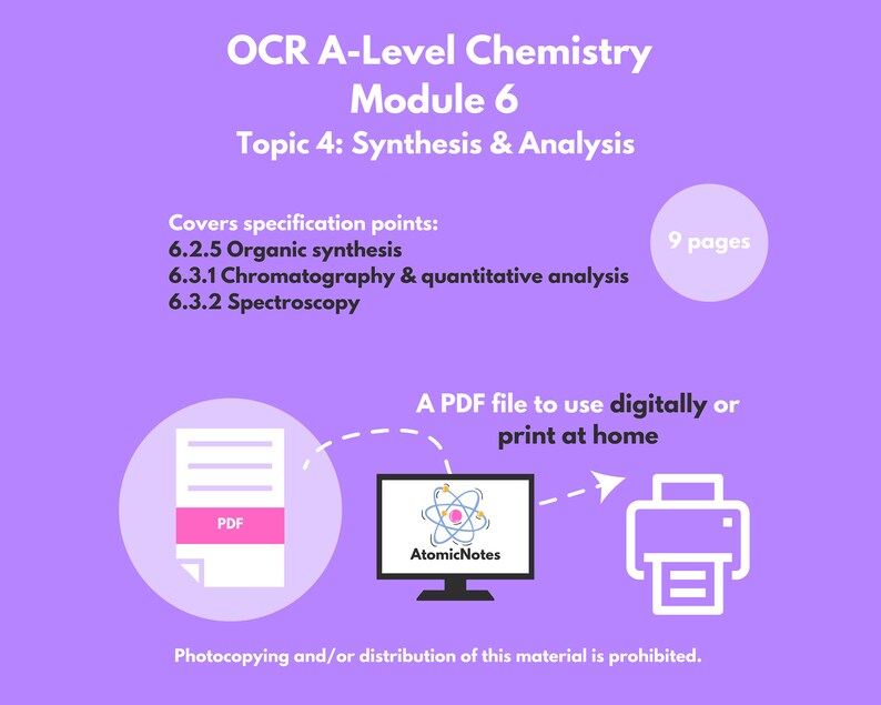 OCR A Level Chemistry Module 6 Topic 4: Synthesis & Analysis Notes by ...