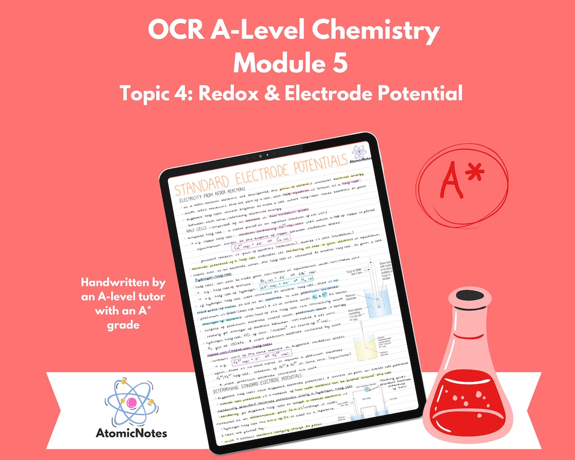Ocr A Level Chemistry Module 5 Topic 4 Redox Electrode Potential