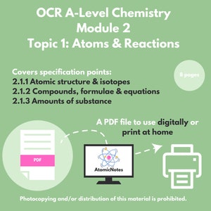 OCR A Level Chemistry Module 2 Topic 1: Atoms & Reactions - Etsy