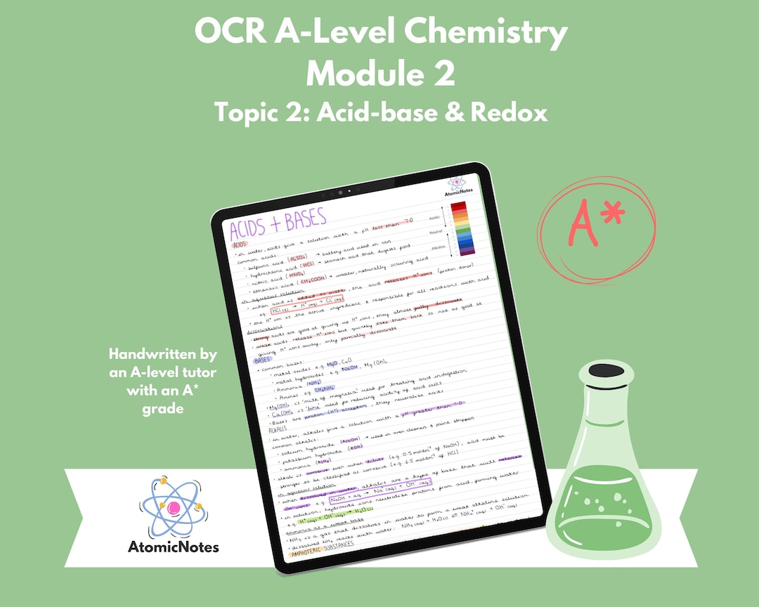 OCR A Level Chemistry Module 2 Topic 2: Acid-base and Redox Notes by ...