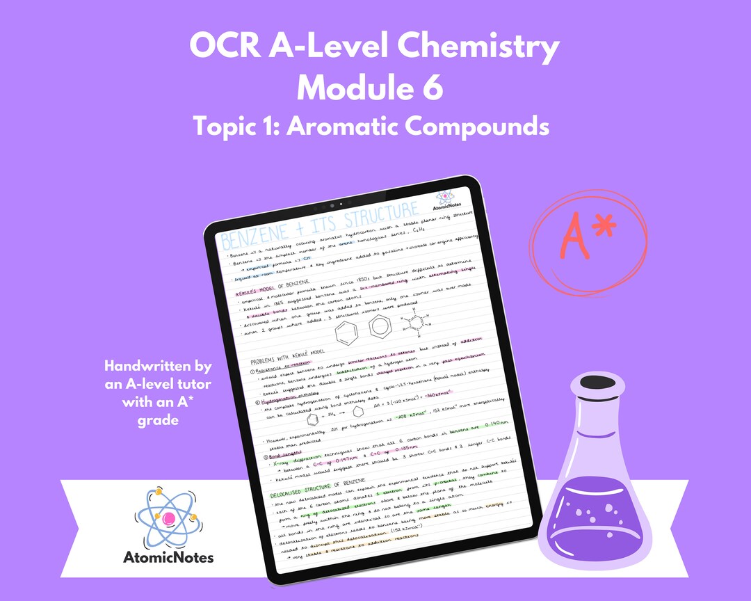 OCR A Level Chemistry Module 6 Topic 1: Aromatic Compounds Notes by ...