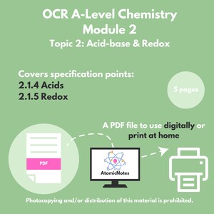OCR A Level Chemistry Module 2 Topic 2: Acid-base and Redox Notes by ...