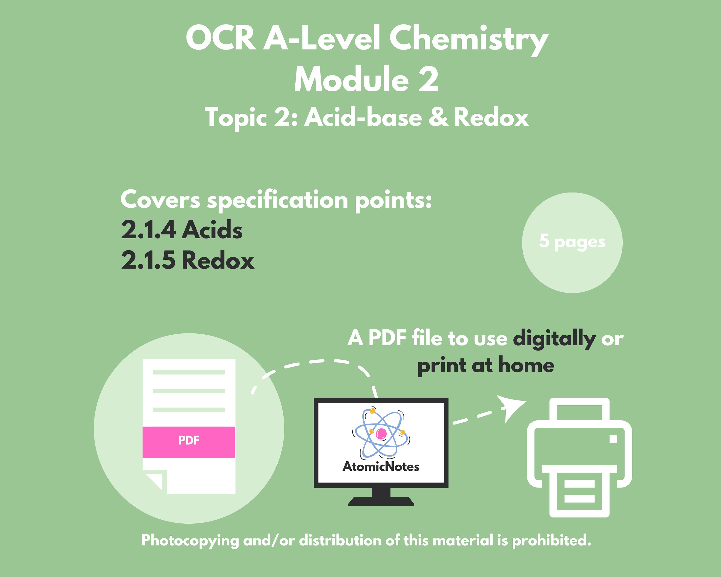 OCR A Level Chemistry Module 2 Topic 2: Acid-base and Redox Notes by ...