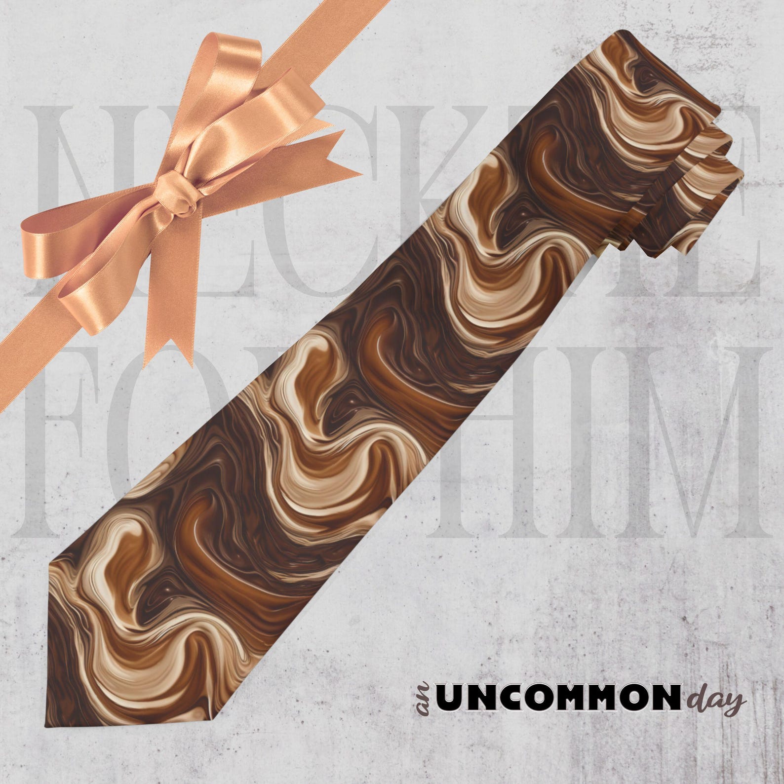 Brown Marble Swirl Necktie: Retro 70s Style Tie for Men | Anuncommonday ...