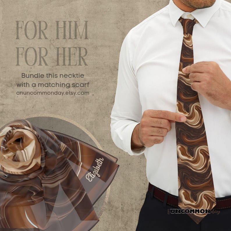 Brown Marble Swirl Necktie: Retro 70s Style Tie for Men | Anuncommonday ...