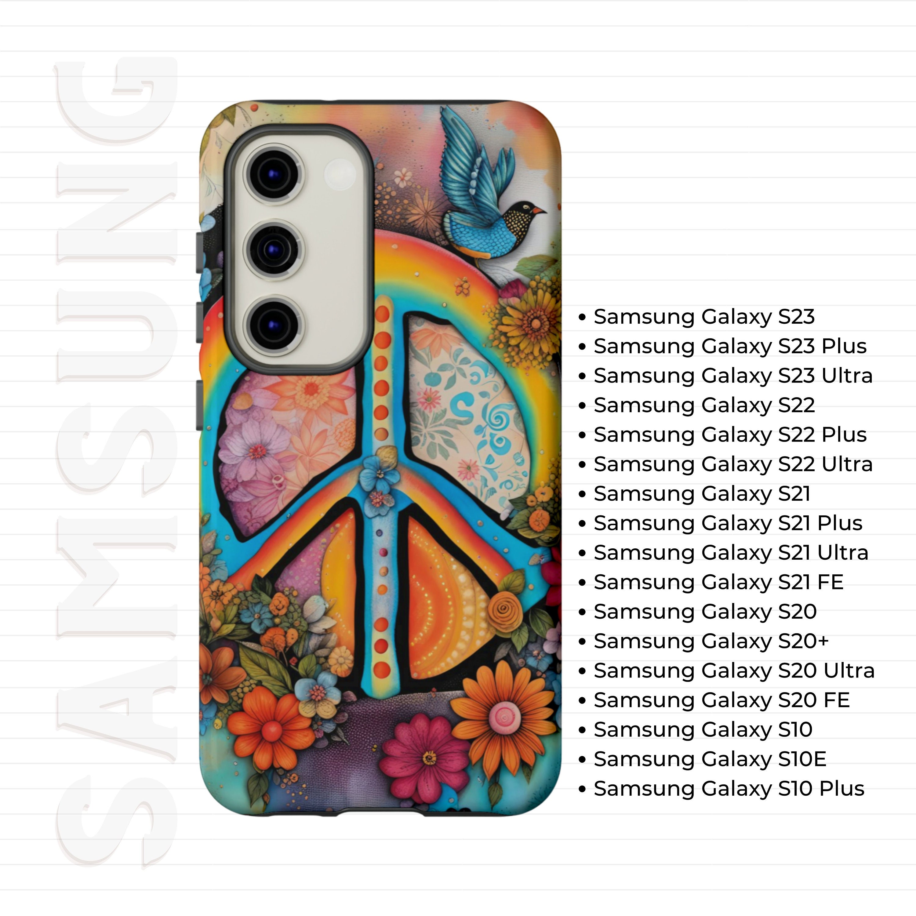 Abstract Phone Case With Peace Sign and Flower Art Retro Phone Case for ...