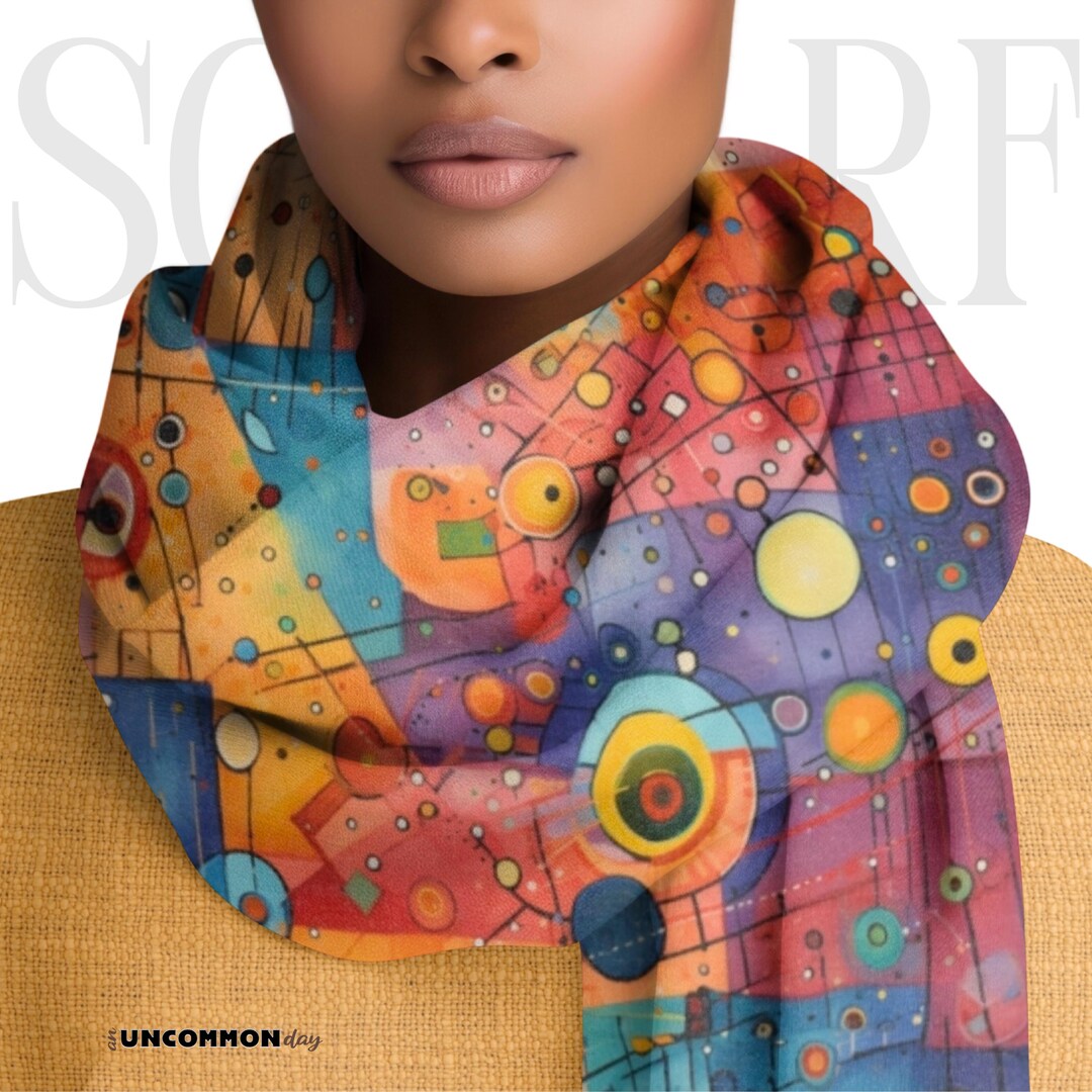 Artistic MCM Geometric Scarf, Pashmina Wedding Shawl, Bohemian Head ...