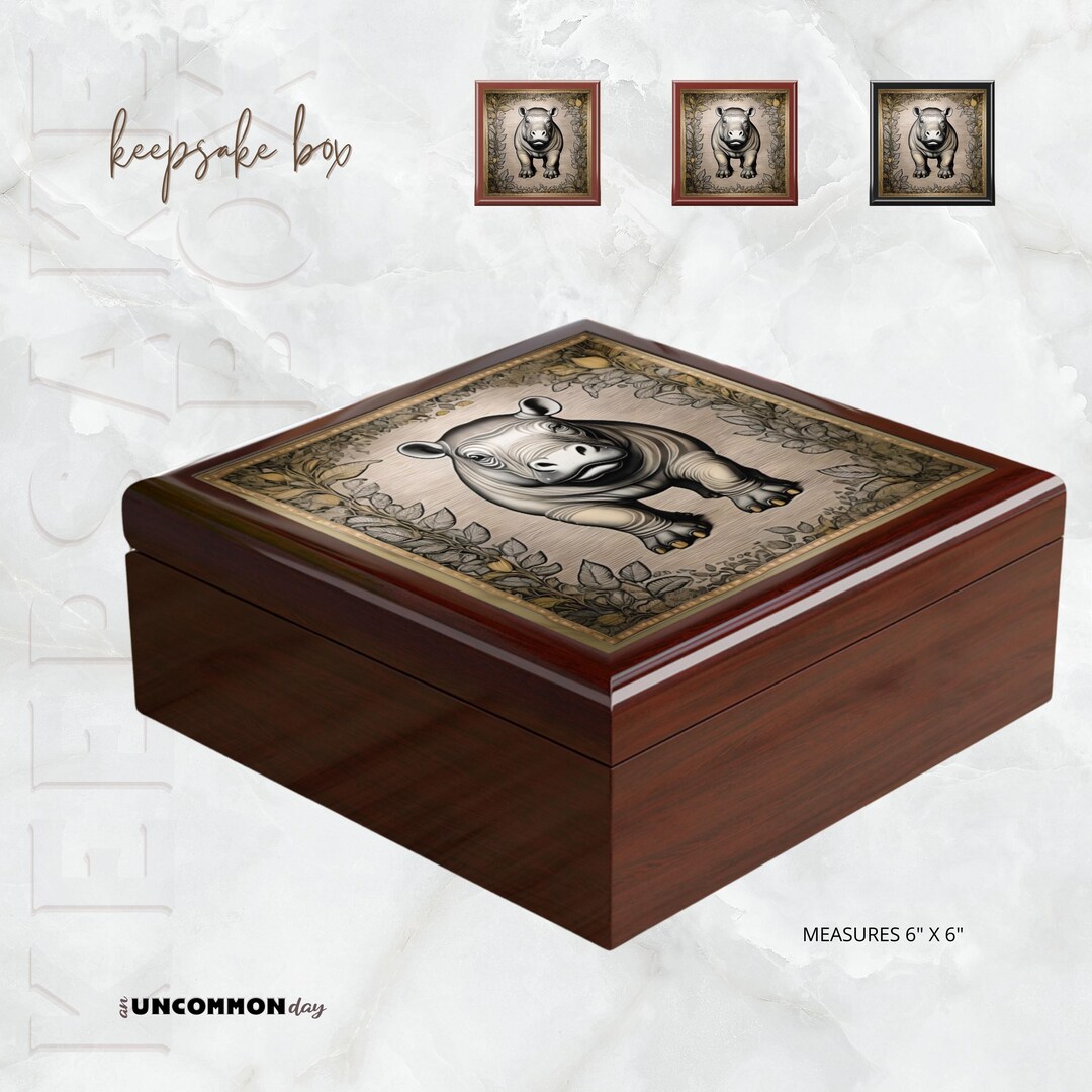 Hippo Keepsake Box, Hippopotamus Wooden Box, Safari Stash Box, Trinket ...