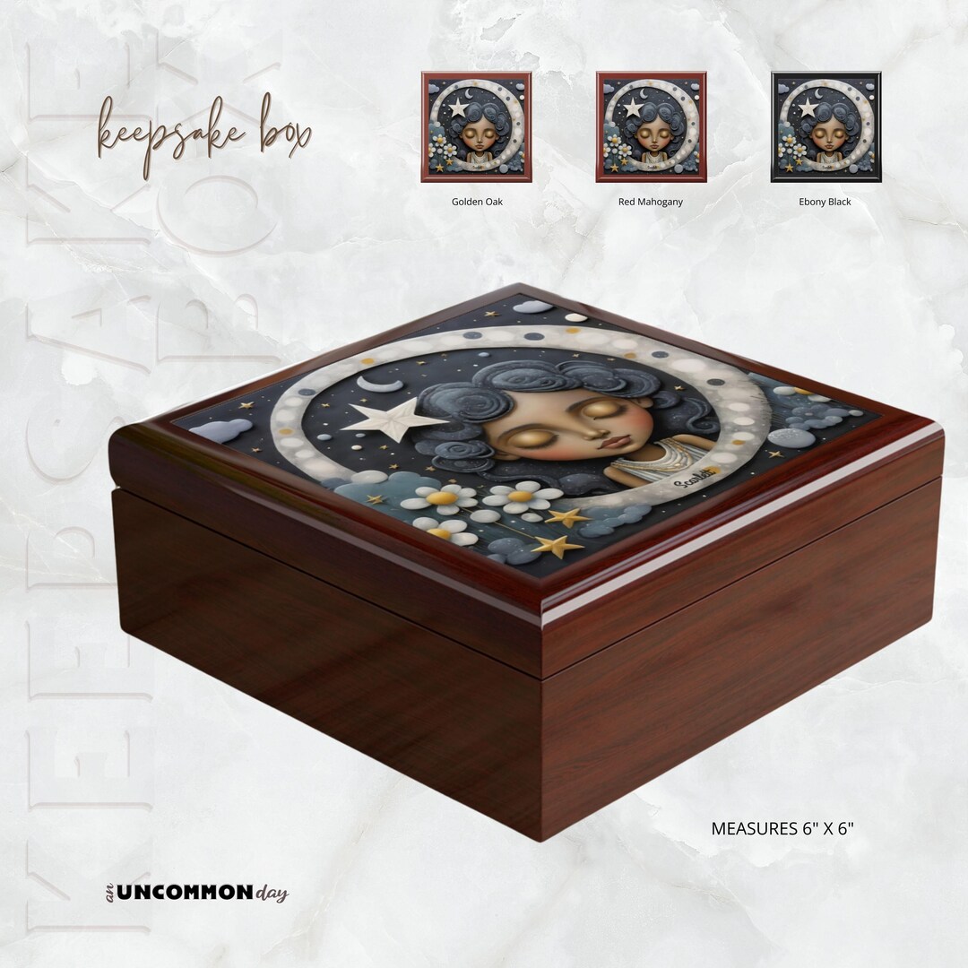 Personalized Celestial Keepsake Box, Moon and Stars Stash Box, Wooden ...