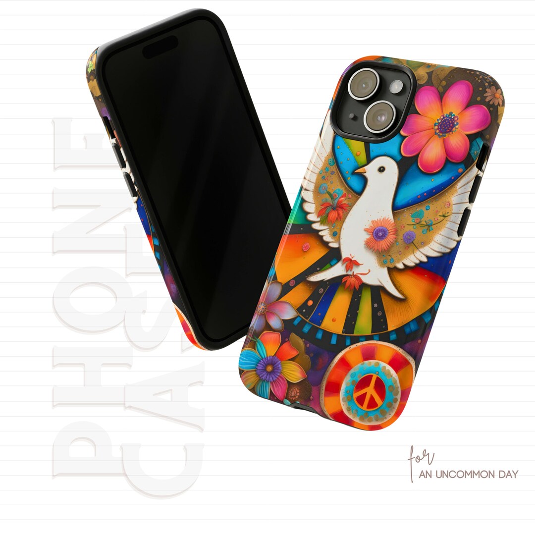 Cool Phone Case With Peace Sign and Flower Art Floral Phone Case for ...