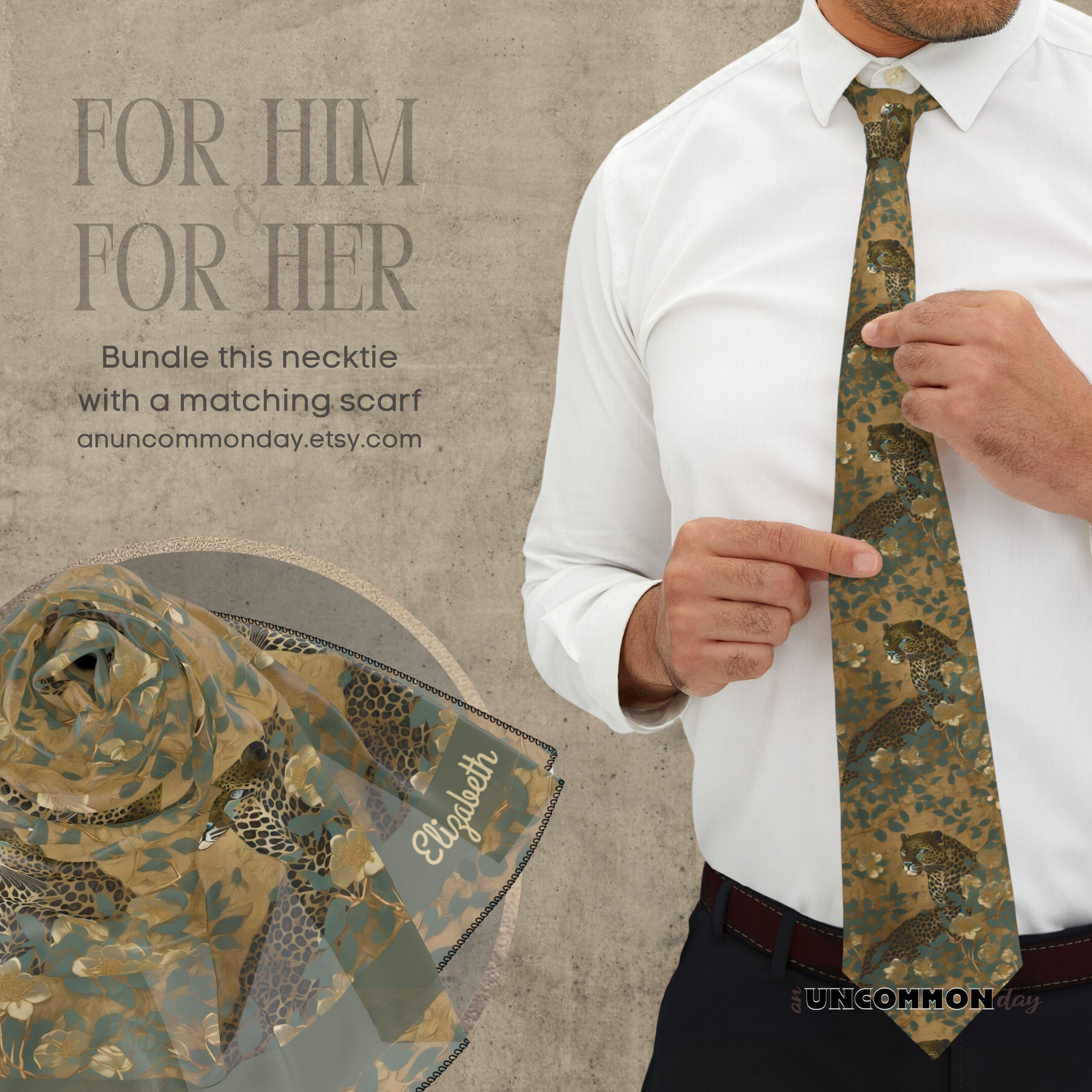 Buy Leopard Print Necktie - Vintage Jungle Design in Earth Tones Online ...